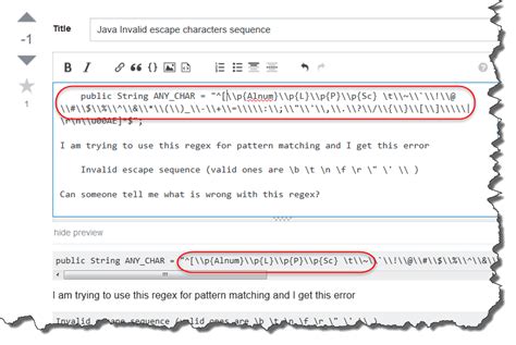 Code Block Preview Inconsistent Rendering Of Backslashes Meta Stack
