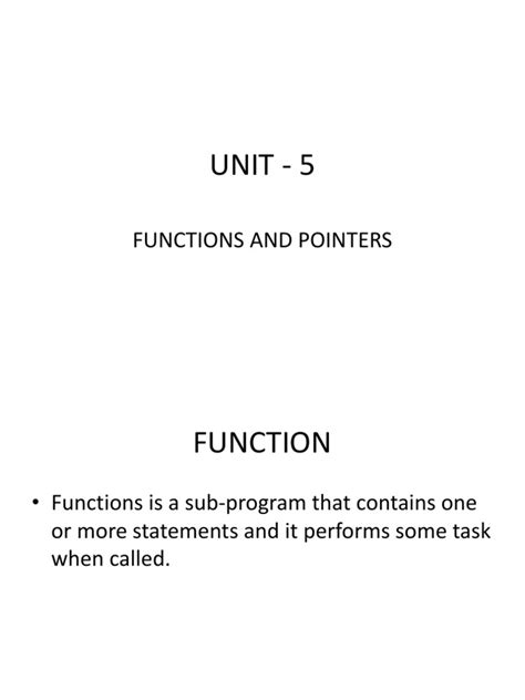 Unit 5 Functions And Pointers Pdf Parameter Computer