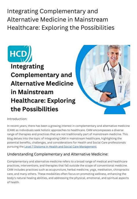 Ppt Integrating Complementary And Alternative Medicine In Mainstream