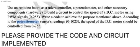 solved texts include code and picture of arduino circuit use an