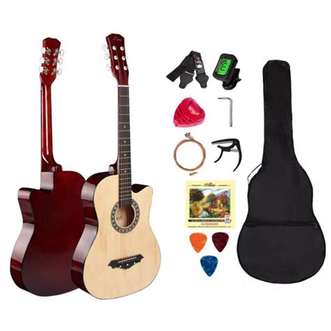 Kit De Guitarra Color Madera Acustica Con Accesorios Generico
