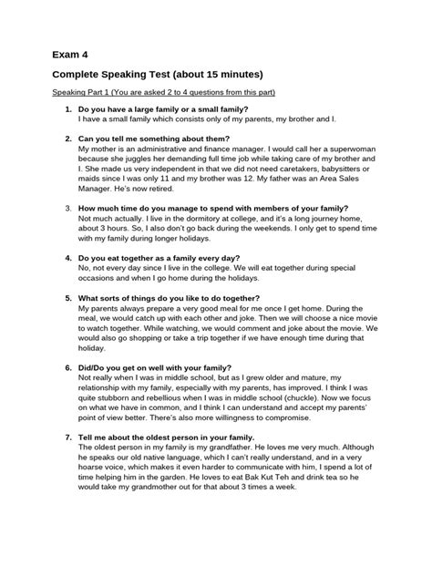 Full Speaking Test Sample Questions And Answers Pdf