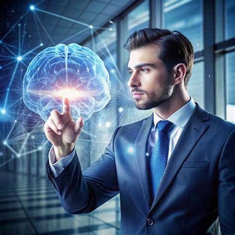 Premium Photo Businessman Touching The Brain Working Of Artificial