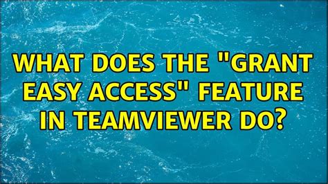 What Does The Grant Easy Access Feature In Teamviewer Do 2