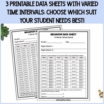 Bundle ABA Partial Interval Behavior Data Sheets And Graphs TPT
