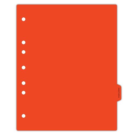 Carstens Heavy Duty Anesthesia Plastic Ring Binder Dividers Side Tab 1 9 Cut Tab 7 Position