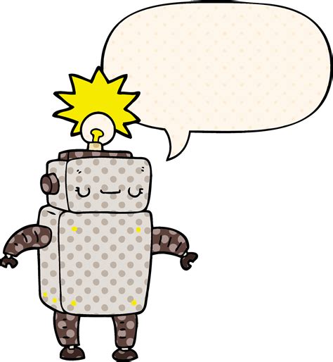 Cartoon Robot And Speech Bubble In Comic Book Style 10660386 Vector Art