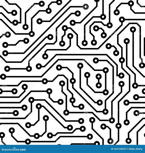 Seamless Print Circuit Board Vector Illustration Stock Vector