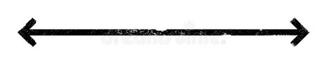 Thin Black Arrow Double Pointing Long Straight Line Arrow Icon With Grunge Texture Stock