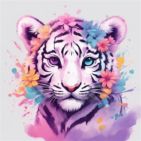 Premium Photo A Watercolor Style Pastel Color Beautiful Tiger With