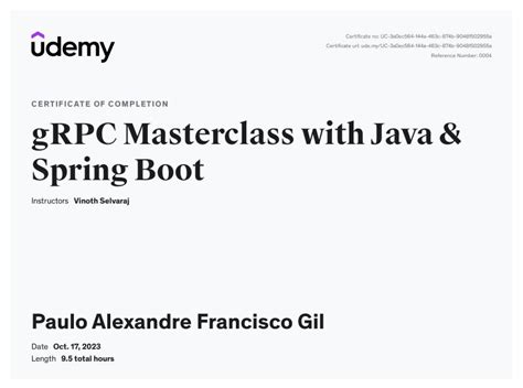 Paulo Gil On Linkedin I Have Just Completed The Grpc Masterclass With Java And Spring Boot Once