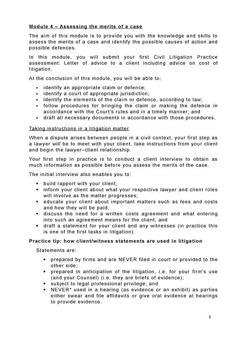 Module 4 Assessing The Merits Of A Case Module 4 Assessing The