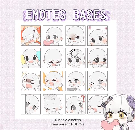 Emote Base Package 16 Diy Emotes Vtuber Twitch Youtube Discord Etsy