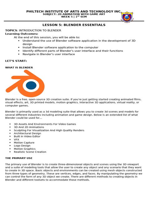 Midterm Week 5 3d Modeling Pdf 3 D Modeling Blender Software