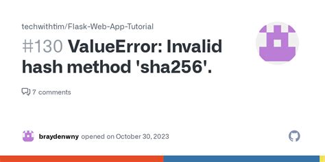 valueerror invalid hash method sha256 · issue 130 · techwithtim