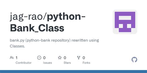 Github Jag Raopython Bankclass Bankpy Python Bank Repository