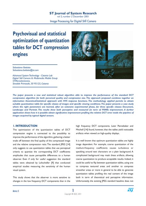 Pdf Psychovisual And Statistical Optimization Of Quantization Tables For Dct Compression Engines