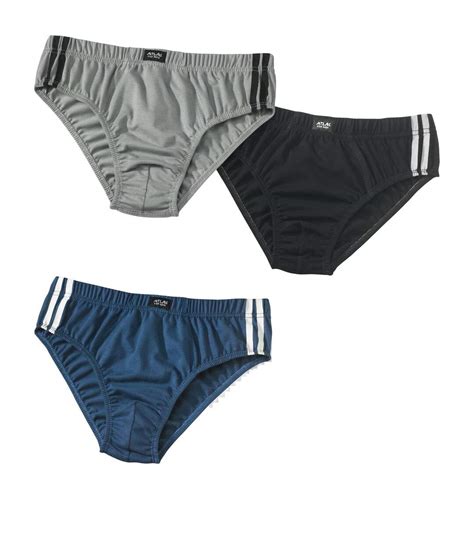 Pack Of 3 Mens Comfort Briefs Grey Black Blue Atlas For Men