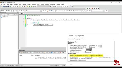 Contoh Program Algoritma And Pemrograman Menghitung Gaji Youtube