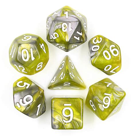 Jual 7 Dice Polyhedral Dice Set Dnd Dice Dadu Rpg Green Flow Pouch
