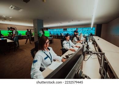 Group Female Security Operators Working Data Stock Photo 2232579445