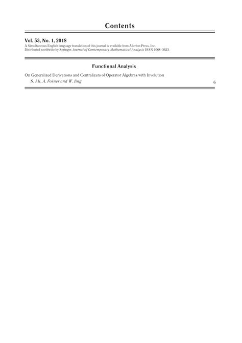 Pdf On Generalized Derivations And Centralizers Of Operator Algebras With Involution