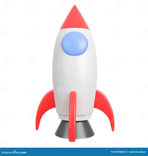 Cute Rocket 3d Render Icon Illustration Stock Illustration