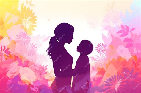 Feliz Día De Las Madres Tarjeta De Felicitación Ilustración De Silueta