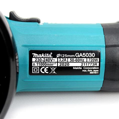 Болгарка Makita GA 5030 (720 Вт, Ø125мм) Кутова шліфувальна машина ...