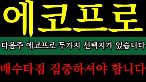 에코프로비엠 긴급 다음 주 에코프로 두 가지 선택지가 있습니다 매수 타점 집중 하셔야 합니다 에코프로 에코프로비엠 에코프로목표가 에코프로주가전망 에코그룹