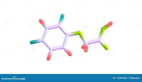 2 4 Dichlorophenoxyacetic Acid Molecular Structure Isolated On White Background Stock