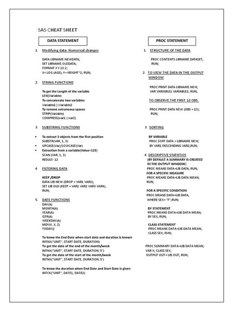 Sas Cheat Sheet Pdf Software Engineering Information Retrieval