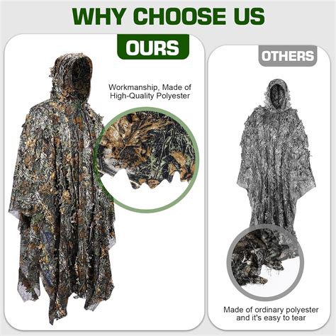 Funkoiteer Ghillie Suit Camouflage Ghillie Poncho Hunting Suits Outdoor