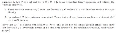 Solved Exercise 6 Let G Be A Set And Let GG G Be An Chegg Com