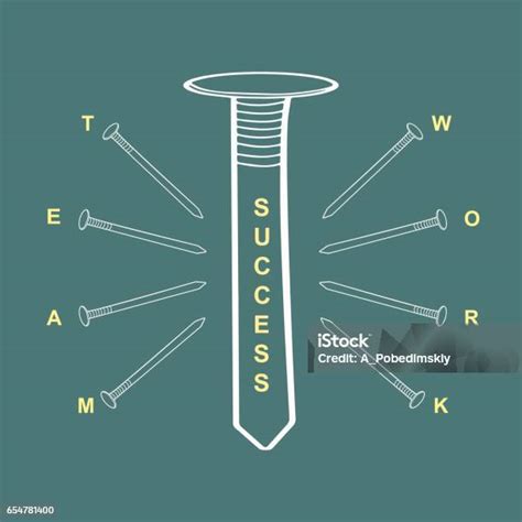 팀웍 단어와 지도자로 손톱의 동그라미 리더십 독립성 이니셔티브 고유성 비즈니스 성공 팀워크 및 개념 벡터 이미지입니다 개념에 대한 스톡 벡터 아트 및 기타 이미지 Istock