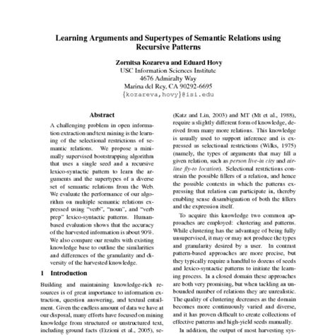 learning arguments and supertypes of semantic relations using recursive