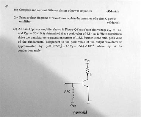 Solved Q4 A Compare And Contrast Different Classes Of Power Amplifiers 4 Marks B Using
