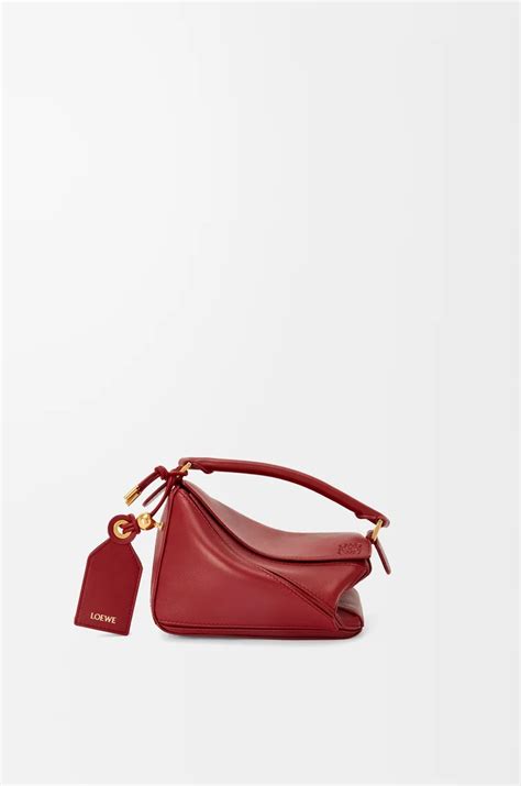 Mini Featherlight Puzzle Bag In Nappa Lambskin Red Loewe Europe