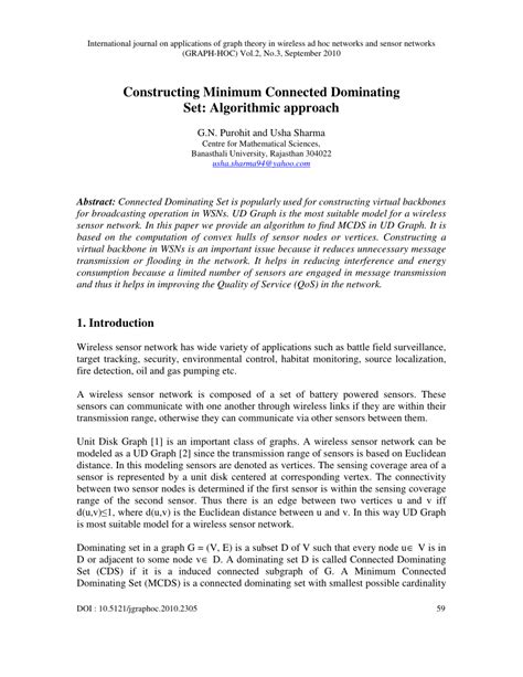 Pdf Constructing Minimum Connected Dominating Set Algorithmic Approach