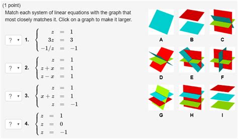 Solved 1 Point Match Each System Of Linear Equations With Chegg Com
