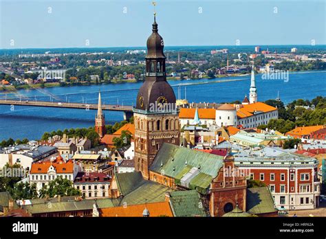 Panorama View From Riga Cathedral On Old Town Of Riga Latvia Stock