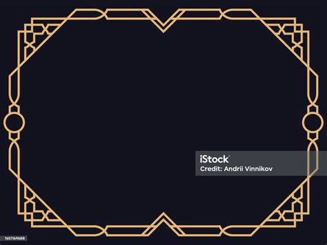 아르 데코 프레임입니다 검은색 바탕에 금색의 빈티지 선형 테두리 초대장 전단지 및 인사말 카드용 템플릿을 디자인합니다 1920 년대에서 1930 년대의 스타일 벡터 그림
