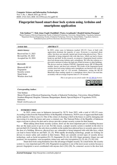 Pdf Fingerprint Based Smart Door Lock System Using Arduino And