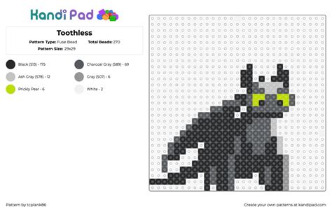 Toothless Fuse Bead Pattern Kandi Pad Kandi Patterns Fuse Bead Patterns Pony Bead Patterns