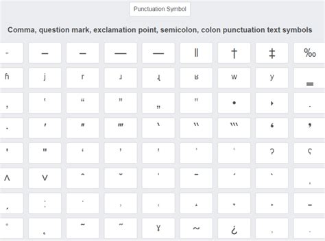 keyboard symbols and punctuation marks
