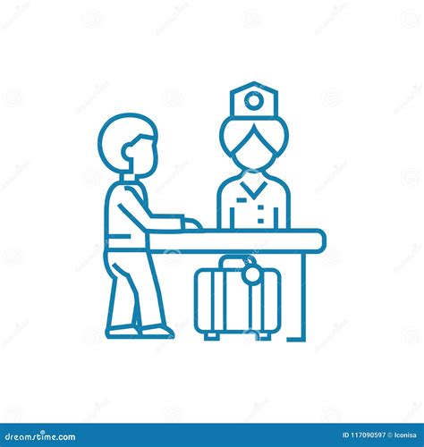 Customs Control Linear Icon Concept Customs Control Line Vector Sign