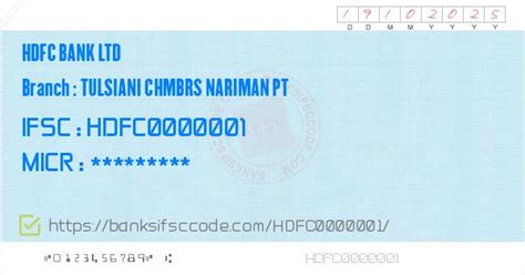 Hdfc Bank Ltd Tulsiani Chmbrs Nariman Pt Branch IFSC Code Greater Mumbai Contact Phone Number