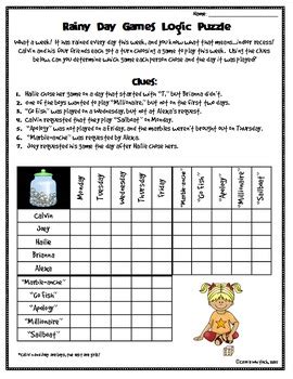 Logic Puzzle FREEBIE By Carrie Whitlock Teachers Pay Teachers