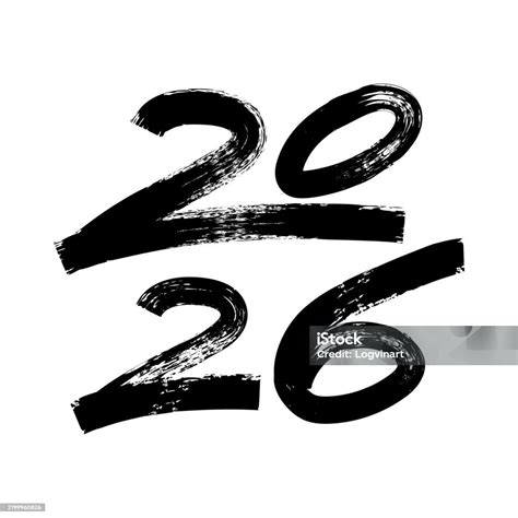 2026년 손글씨 텍스트 새해 복 많이 받으세요 인사말 카드와 포스터에 대 한 타이포그래피 벡터 디자인입니다 손으로 쓴 모던한 블랙 마커 레터링 12월 31일에 대한 스톡