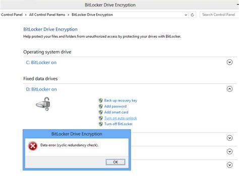 Bitlocker Drive Encryption Data Error Cyclic Redundancy Check
